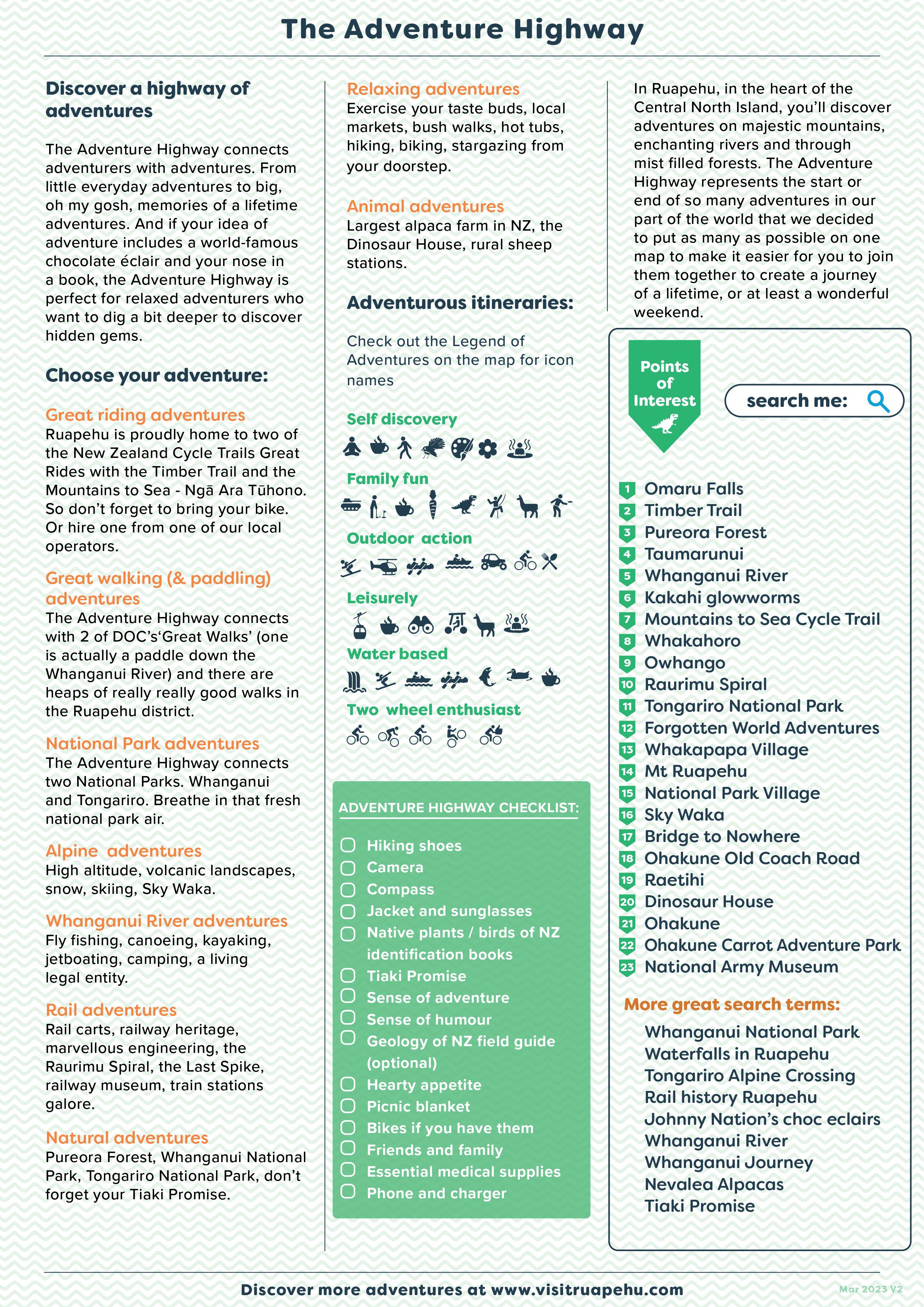 Adventure Highway Map Maps Visit Ruapehu