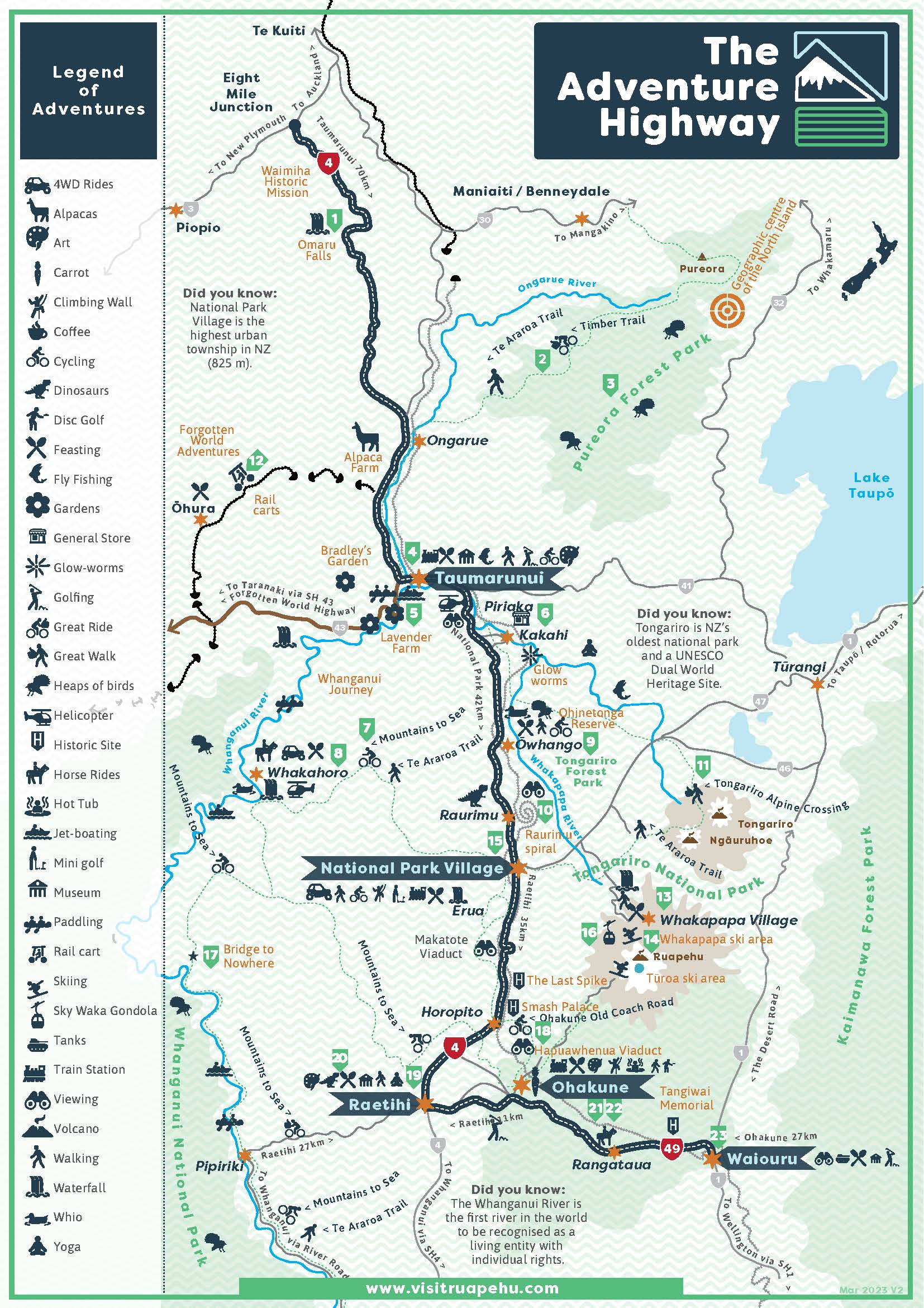 Adventure Highway Map Maps Visit Ruapehu