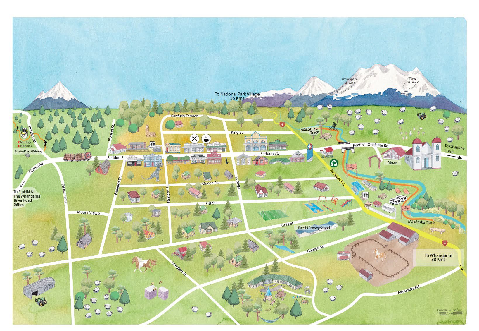 Raetihi Township Map Maps Visit Ruapehu