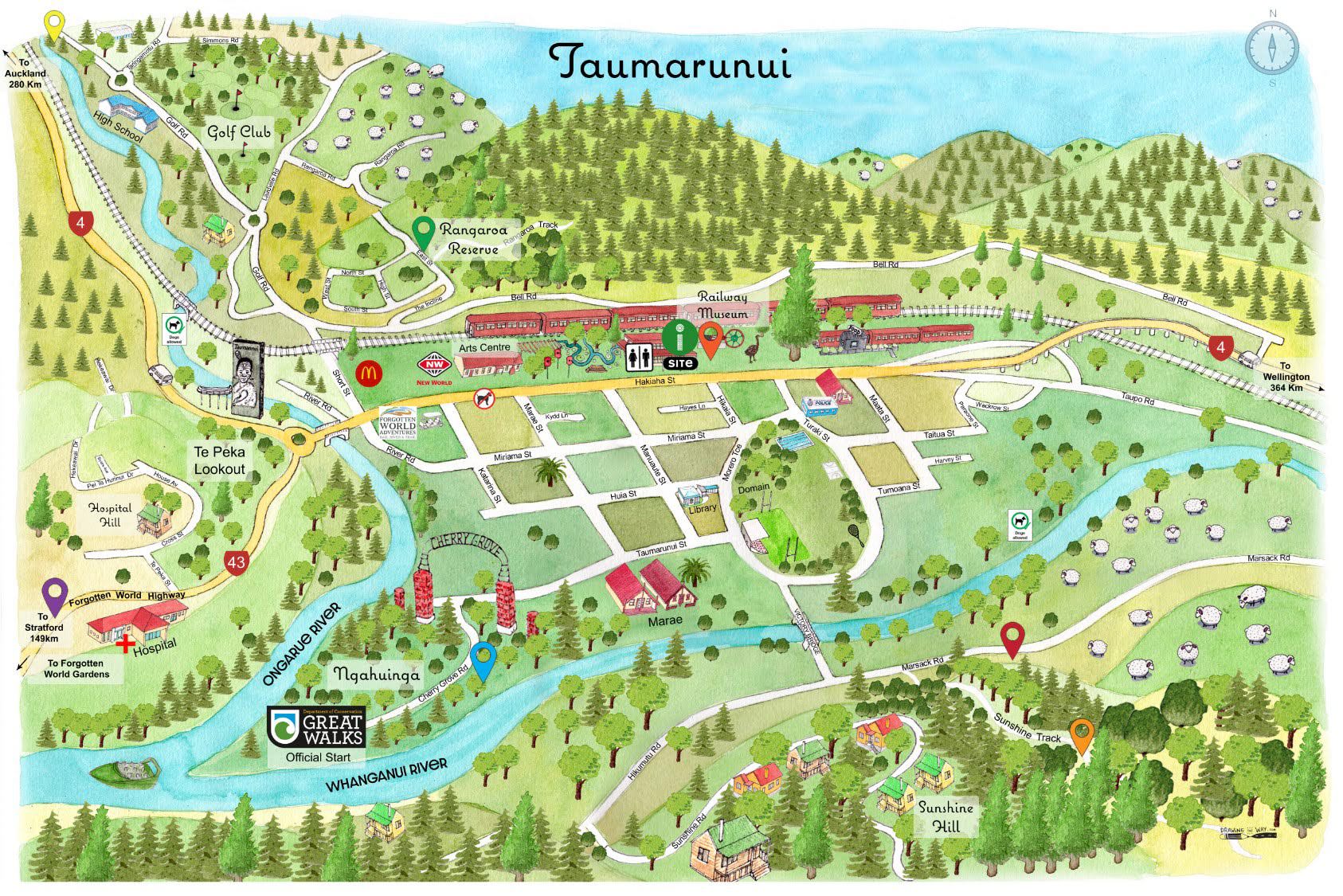 Taumarunui Township Map Maps Visit Ruapehu